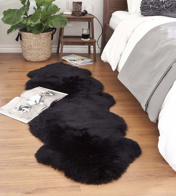 Black Double Sheepskin | 2 Pelt Lambskin Rug | SheepskinShop.com