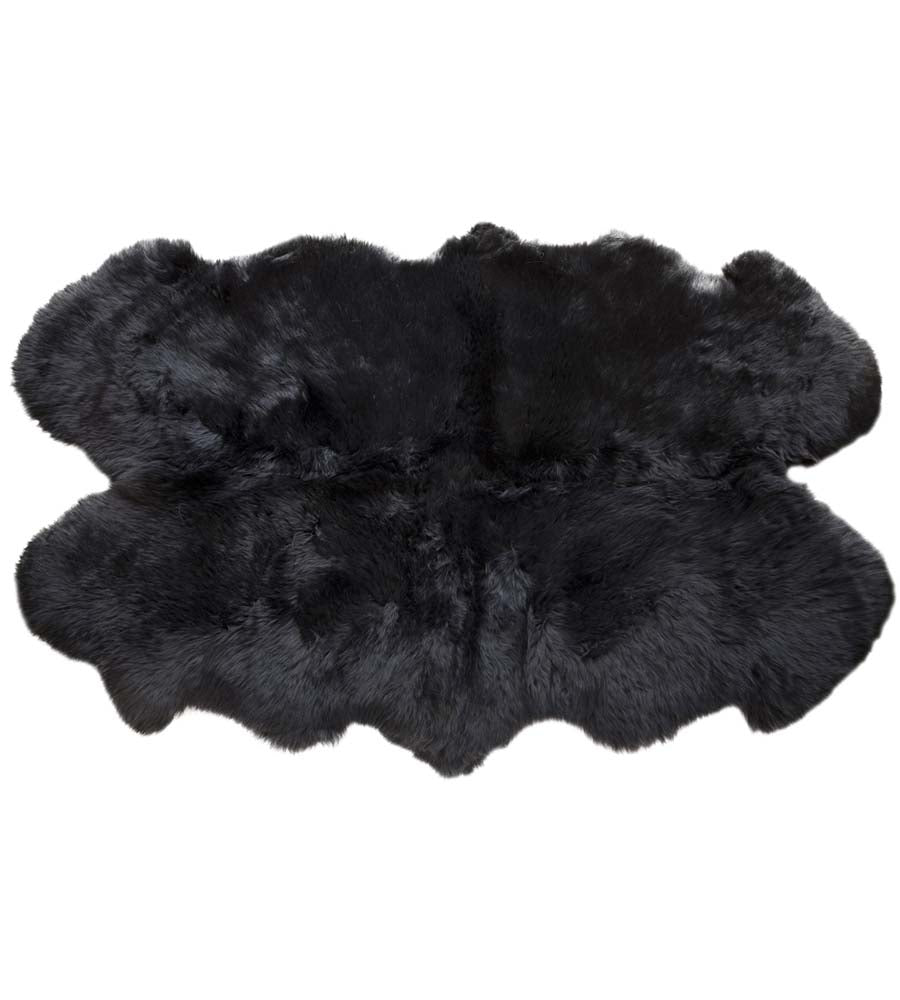 Quad Black Sheepskin | 4 Pelt Lambskin Rug (4 x 6.5ft) | SheepskinShop.com