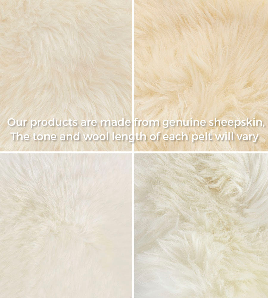 Ivory/White Sexto Sheepskin Rug | 6 joined pelts | SheepskinShop.com